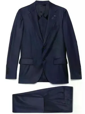 LARDINI Brooch-detail Suit - Blue