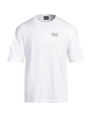EA7 Man T-shirt Grey Size S Cotton, Elastane White