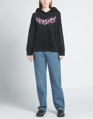 Versace Cotton Hoodie With Glittered Logo - Grey
