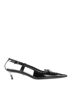 Versace Glossed-leather Slingback Pumps - Black
