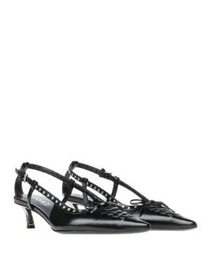 Versace Glossed-leather Slingback Pumps - Black