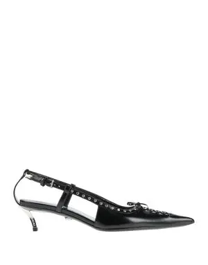 Versace Glossed-leather Slingback Pumps - Black