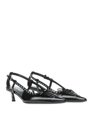 Versace Glossed-leather Slingback Pumps - Black
