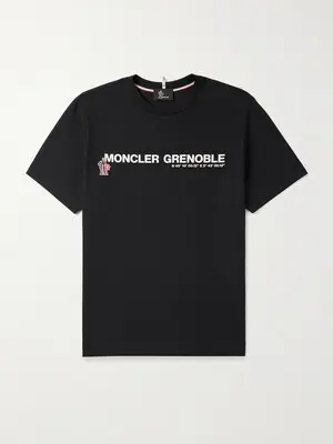 Moncler Day-namic Logo-appliquéd Stretch-cotton Jersey T-shirt - Black