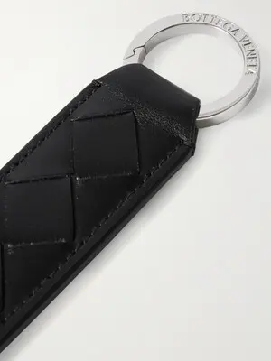 Bottega Veneta Silver-tone And Intrecciato Leather Key Fob