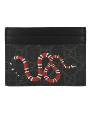 Gucci Kingsnake Print Gg Supreme Card Holder - Black/red