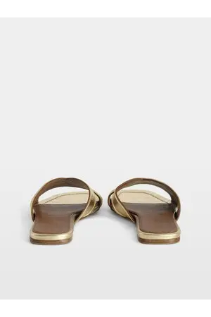 Zadig&Voltaire Azora Metallic Crinkled Leather Mules - Gold