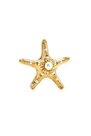 KENNETH JAY LANE Pearl Starfish Pin - Gold