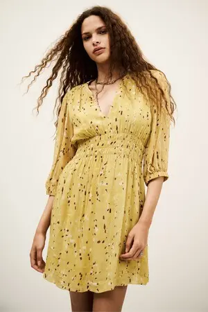 Ba&sh Kanissa Printed Mini Dress - Yellow