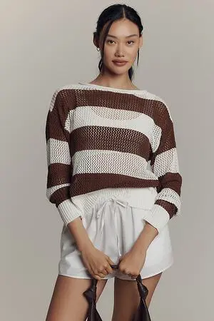 Sanctuary Crew-neck Open-knit Pullover Sweater