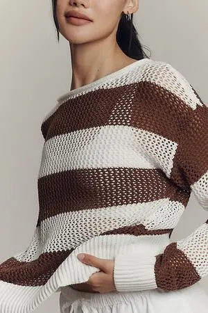 Sanctuary Crew-neck Open-knit Pullover Sweater