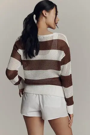 Sanctuary Crew-neck Open-knit Pullover Sweater