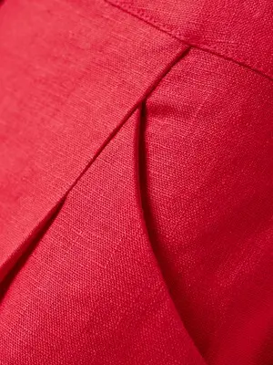 Posse Rosalie Pintucked Linen Shorts - Red