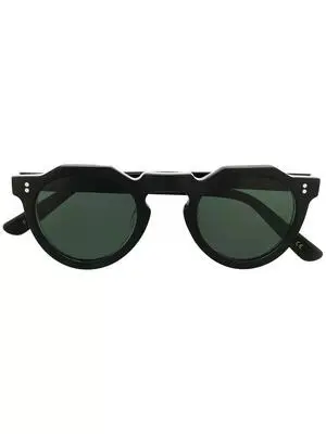 LESCA Round Frame Sunglasses - Black