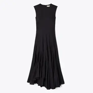 Tory Burch Flared Cotton Silk Dress - Black