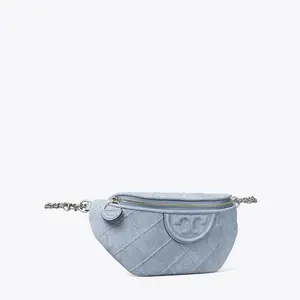 Tory Burch Fleming Soft-print Suede Belt Bag - Denim