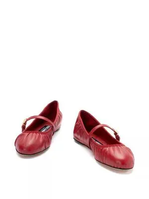 Dolce & Gabbana Nappa Leather Ballet Flats With Dg Logo Strap - Red
