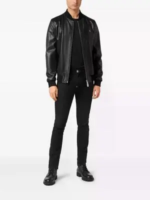 Philipp Plein Skull-motif Leather Jacket - Black