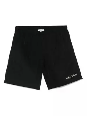Alexander McQueen Logo-embroidered Swim Shorts - Black