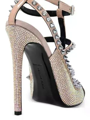 Philipp Plein 120mm Skull-embellished Leather Pumps - Neutrals