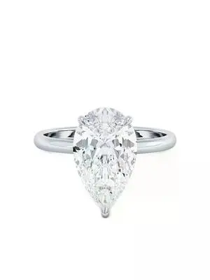 TILLA Luxsly 14kt White Gold Pear Cut Diamond Ring - Silver