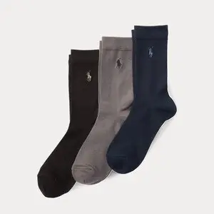 Ralph Lauren Ralph Lauren Supersoft Flat Crew Sock 3-pack Navy Assorted