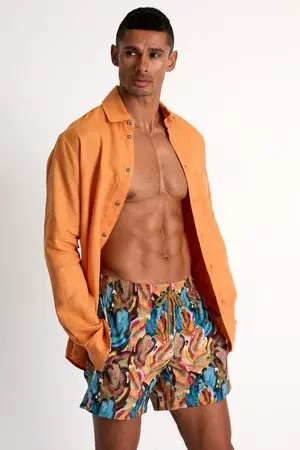 Shan Classic Fit Stretch Swim Trunks - Print