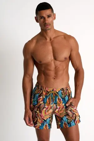 Shan Classic Fit Stretch Swim Trunks - Print