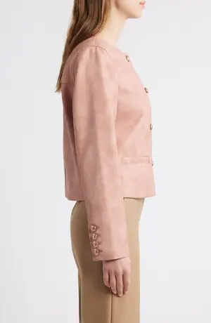 Kobi Halperin Lyles Faux Leather Cropped Jacket