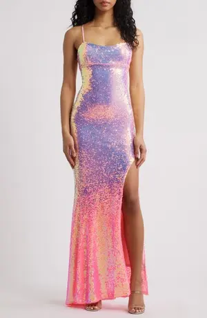 JUMP APPAREL Ombré Sequin Gown
