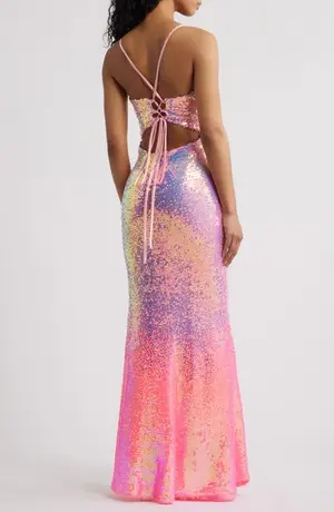 JUMP APPAREL Ombré Sequin Gown