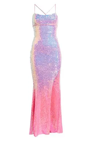 JUMP APPAREL Ombré Sequin Gown