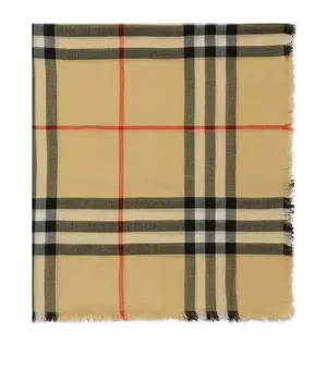 Burberry Burberry Wool Check Scarf Beige