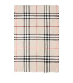 Burberry Wool-silk Check Scarf - Beige
