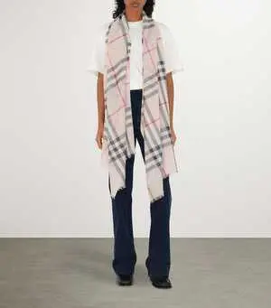 Burberry Wool-silk Check Scarf - Beige