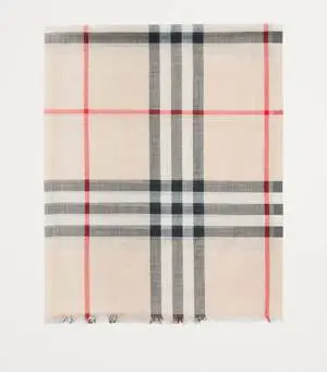 Burberry Wool-silk Check Scarf - Beige