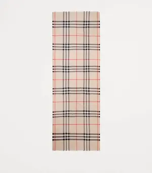 Burberry Wool-silk Check Scarf - Beige