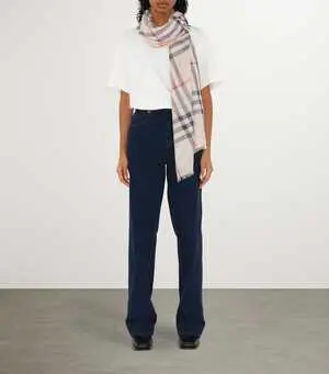 Burberry Wool-silk Check Scarf - Beige