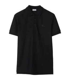 Burberry Cotton Check-placket Polo Shirt - Black