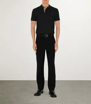 Burberry Cotton Check-placket Polo Shirt - Black