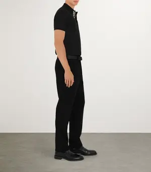 Burberry Cotton Check-placket Polo Shirt - Black