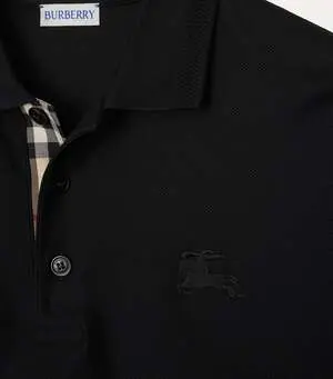 Burberry Cotton Check-placket Polo Shirt - Black
