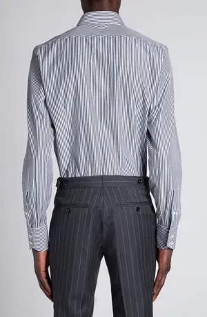 TOM FORD Stripe Cotton Blend Button-up Shirt