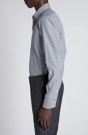 TOM FORD Stripe Cotton Blend Button-up Shirt