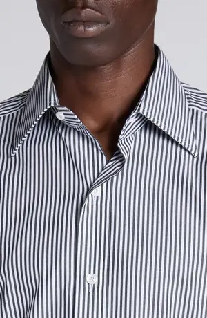 TOM FORD Stripe Cotton Blend Button-up Shirt