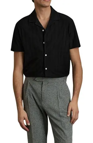 REISS Sampson Short Sleeve Woven Shirt - Black