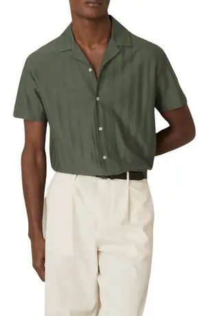 REISS Sampson Short Sleeve Woven Shirt Sage