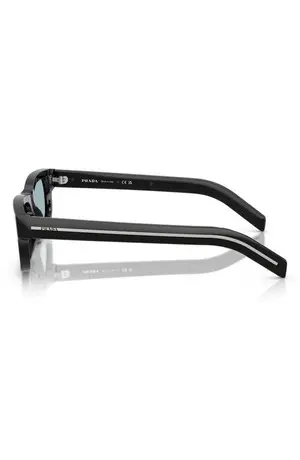 Prada 57mm Rectangular Sunglasses - Black