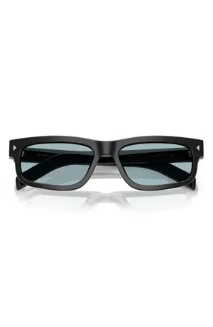 Prada 57mm Rectangular Sunglasses - Black