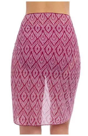 GOTTEX Plume Sarong Wrap Mesh Skirt - Brick Wh